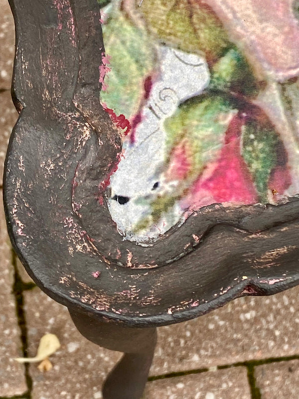 Glam Pink and Black Floral Side Table - Recreated Designs