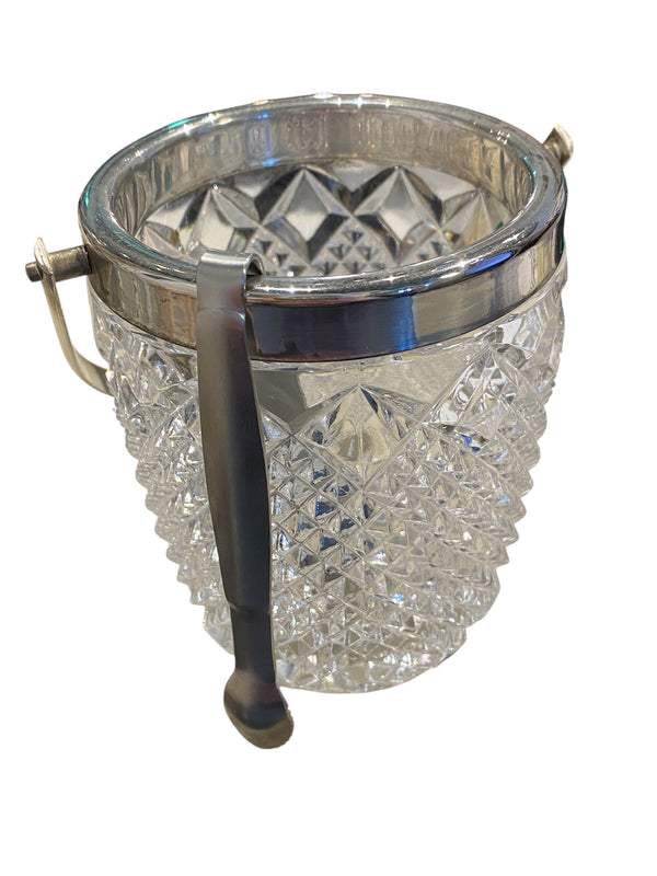 FB Rogers Cut Lead Crystal Mini Ice Bucket with Tongs - Recreated Designs