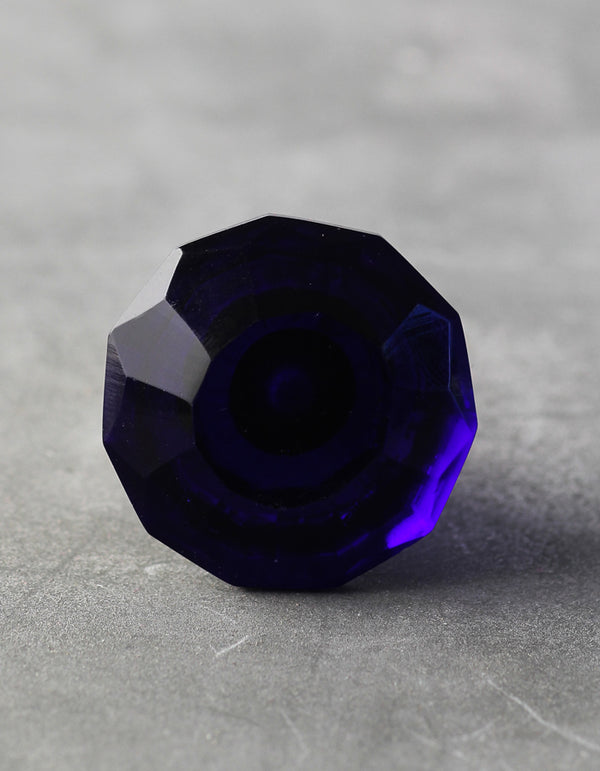 Blue Glass Diamond Cut Knob - Recreated Designs